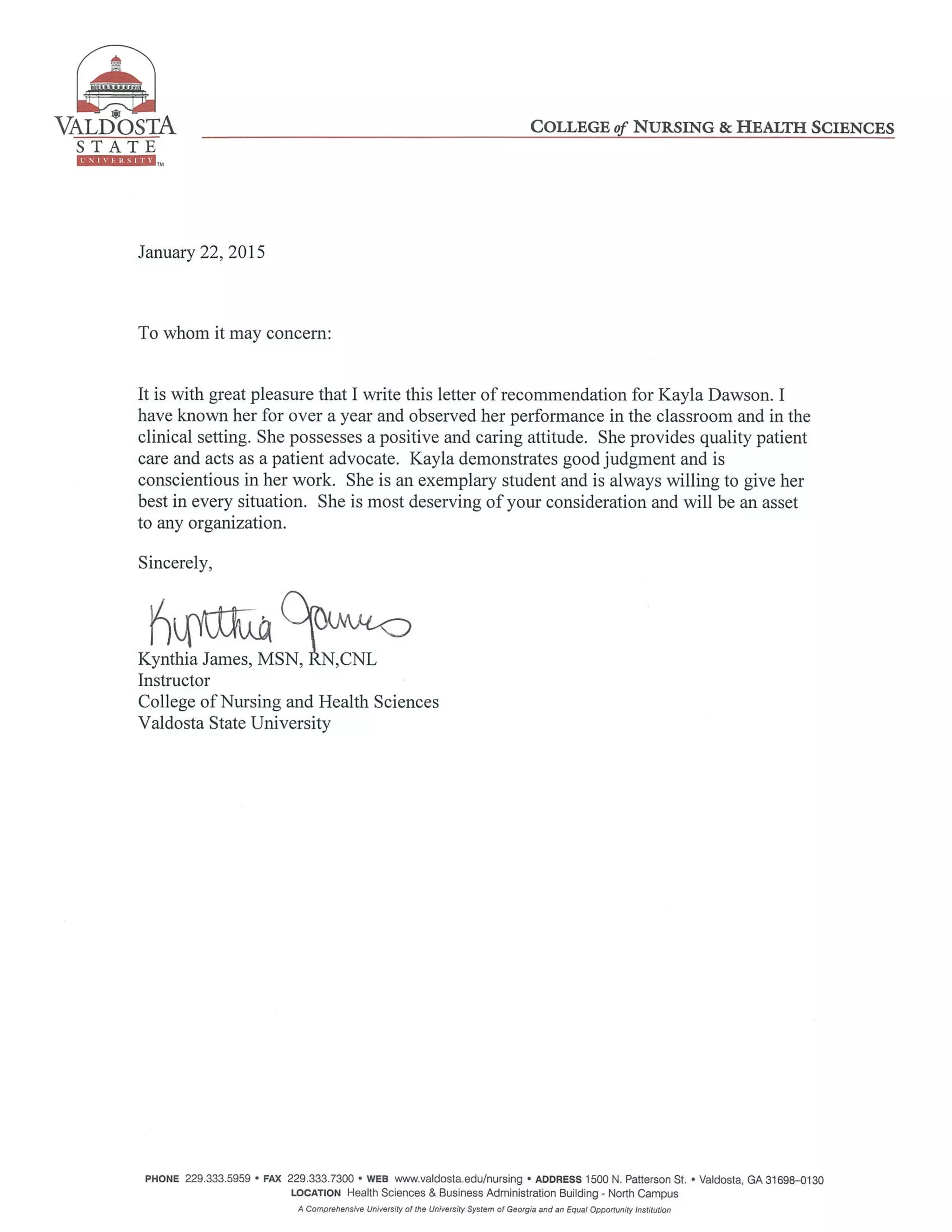 Ms. James Rec Letter | PDF