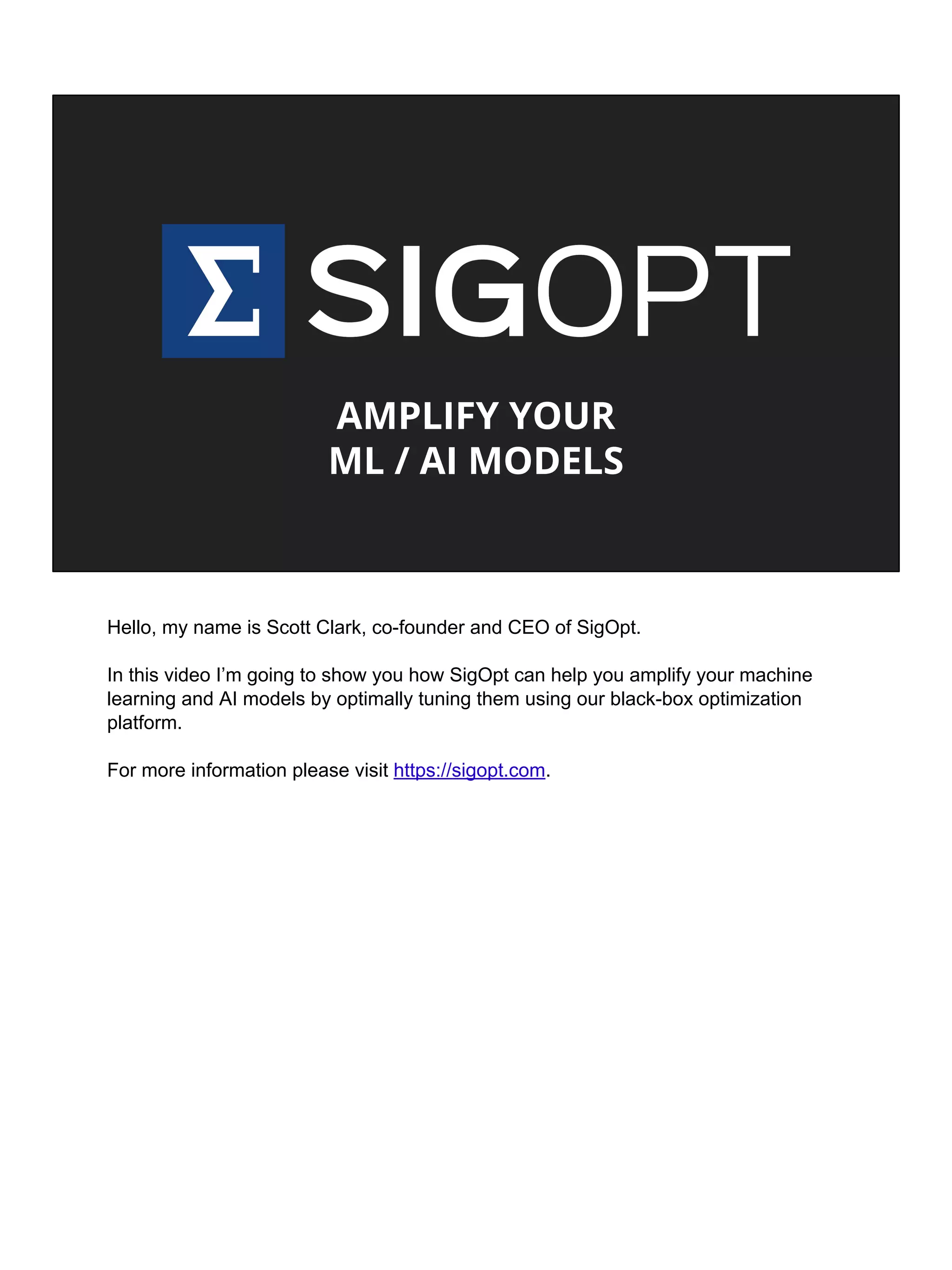 SigOpt for Machine Learning and AI | PDF