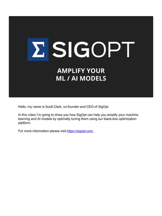 SigOpt for Machine Learning and AI | PDF