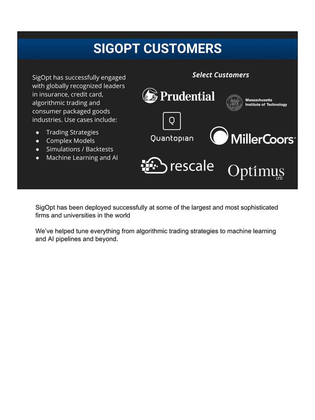 SigOpt for Machine Learning and AI | PDF