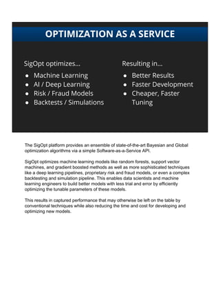 SigOpt for Machine Learning and AI | PDF