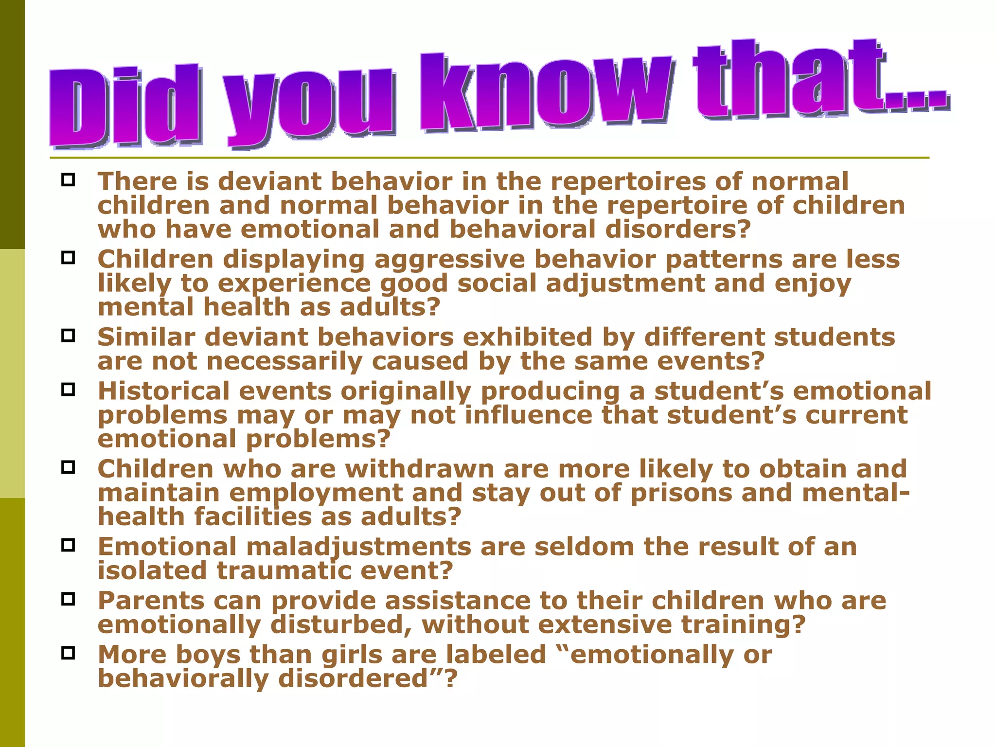 Emotional and Behavioral Disorder | PPT