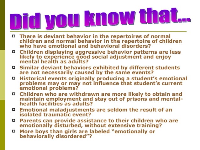Emotional and Behavioral Disorder | PPT