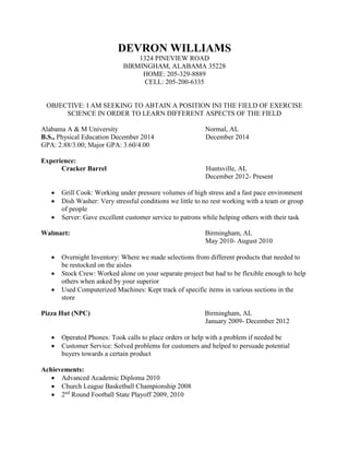 Devron Williamsresume 3 | PDF