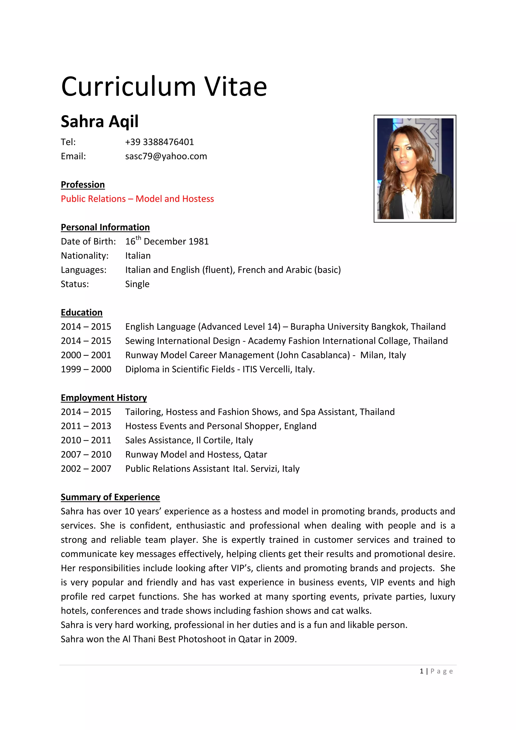Sahra Aqil CV_March.2015_v6(HQ) | PDF | Automotive
