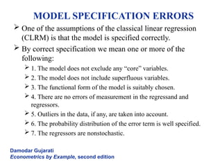 REGRESSION DIAGNOSTIC IV: MODEL SPECIFICATION ERRORS | PPT