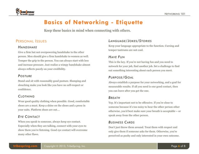 Professional Networking 101 | PDF