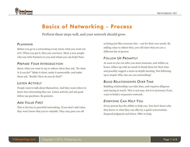 Professional Networking 101 | PDF