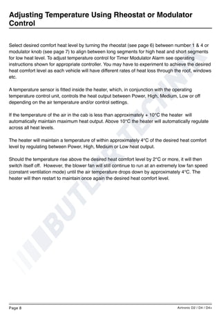 Eberspacher Airtronic D2 Instructions | PDF