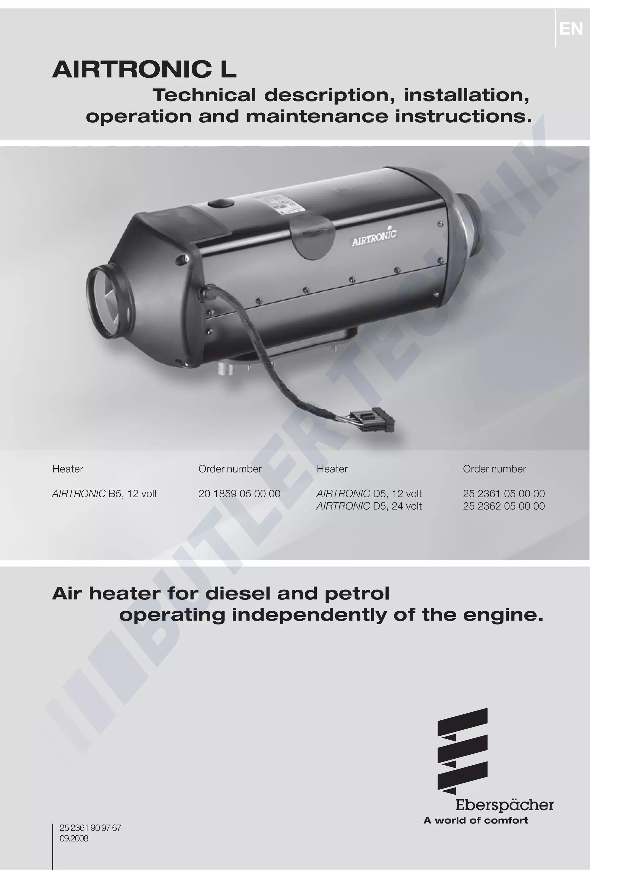 Eberspacher Airtronic D5 Technical Manual | PDF