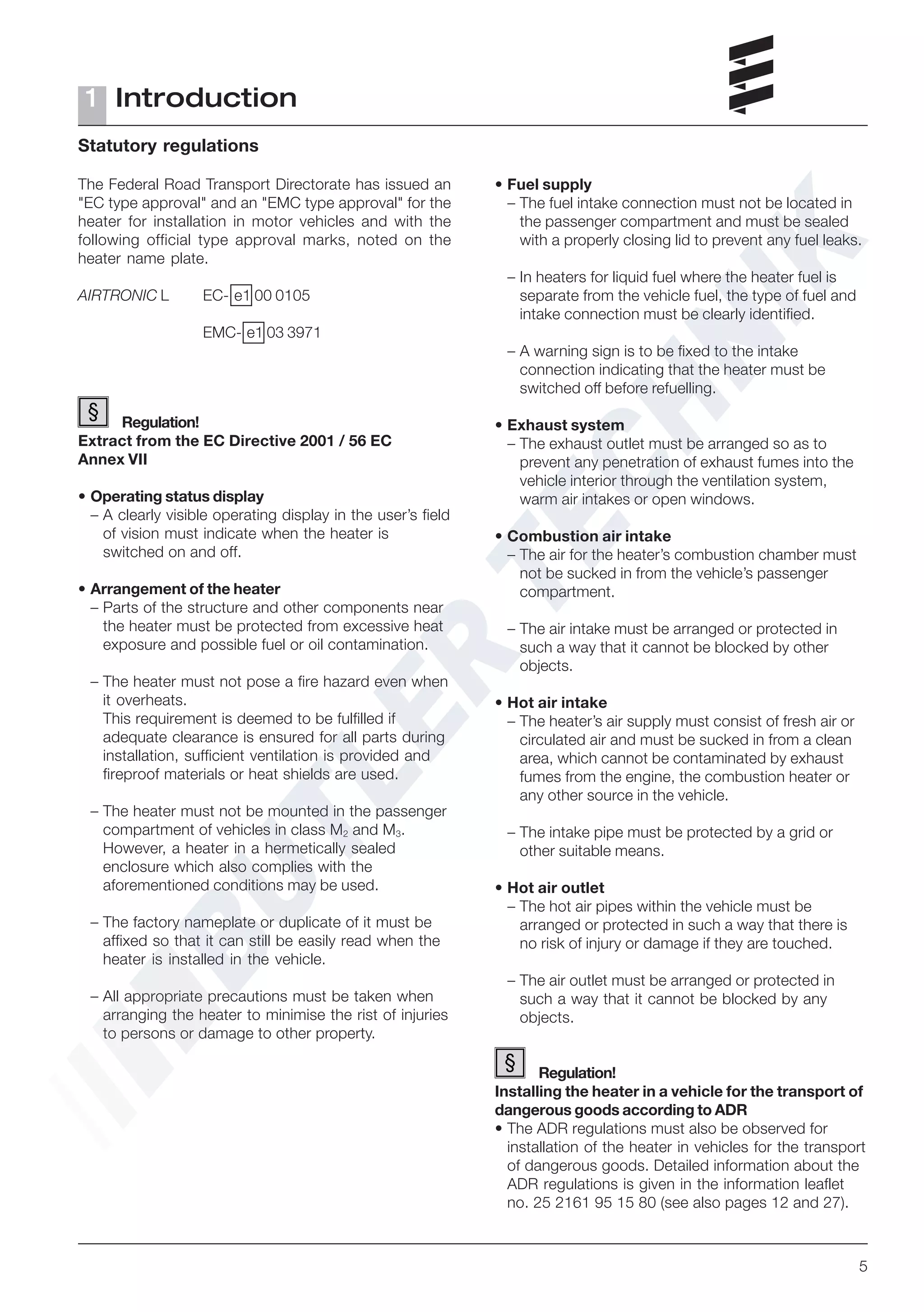 Eberspacher Airtronic D5 Technical Manual | PDF