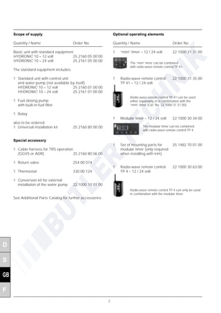 Eberspahcer Hydronic 10 Technical Manual | PDF