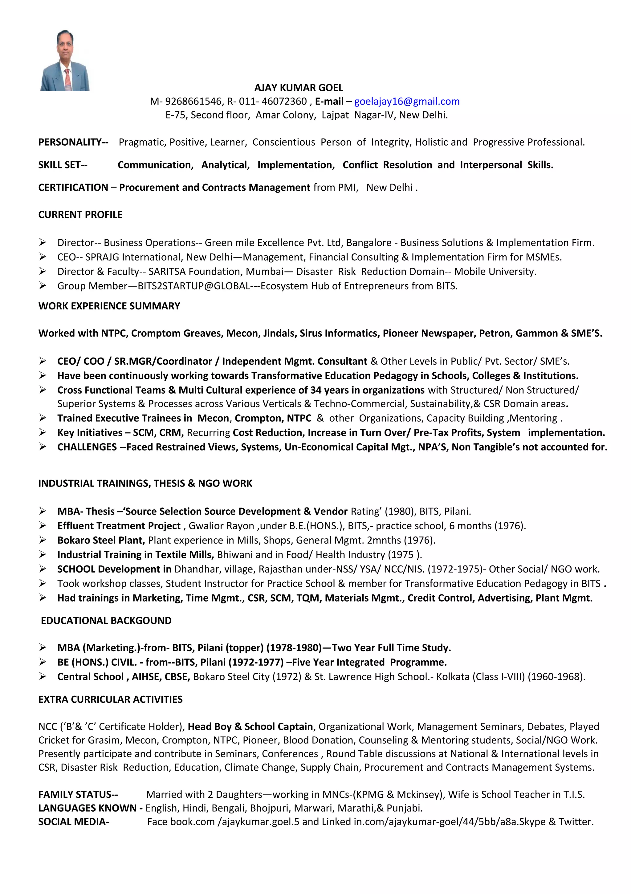 AJAY KUMAR GOEL_CV | DOC