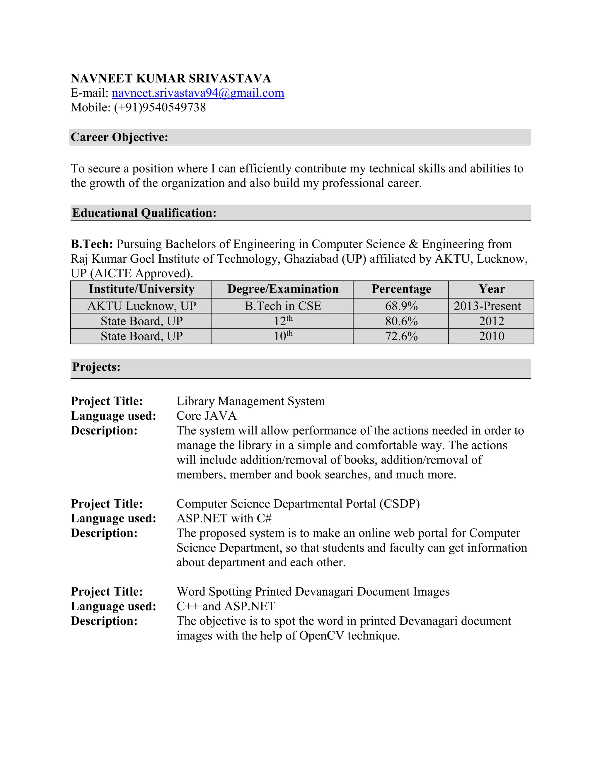 Navneet Srivastava-CV | PDF