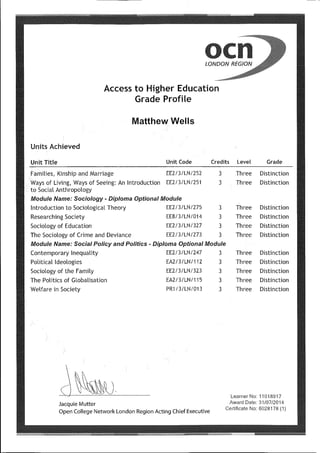 Access to HE Diploma (Matthew Wells _ KCC) | PDF