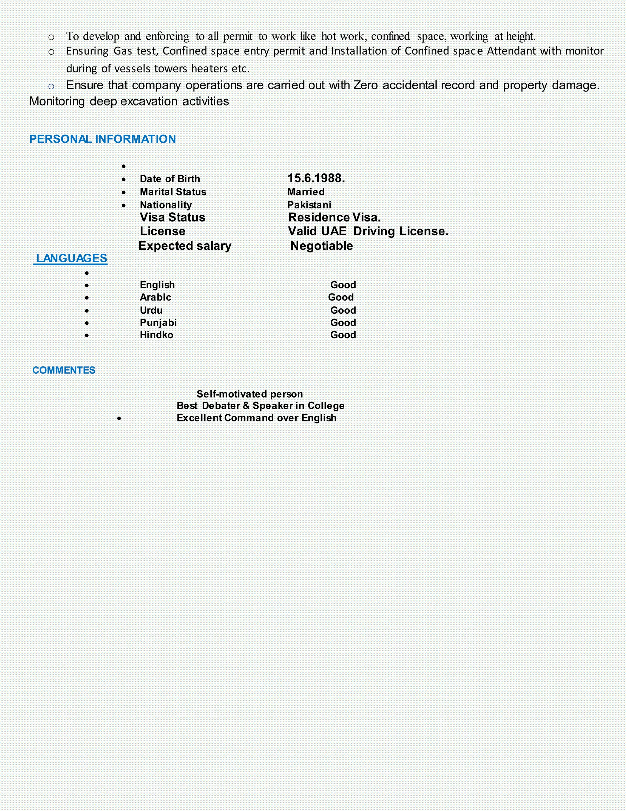 M UMAR HSE CV | DOCX