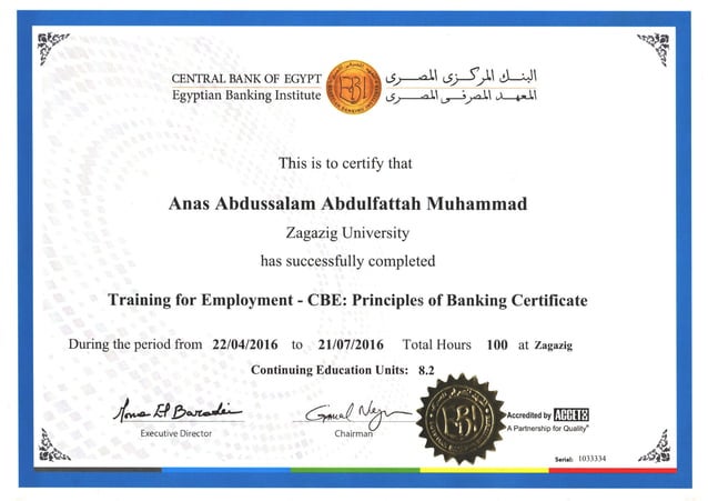 EBI - Principles of Banking Certificate | PDF
