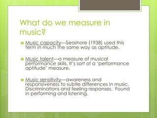 Testing and Tests in Music Education --Ebie | PPTX