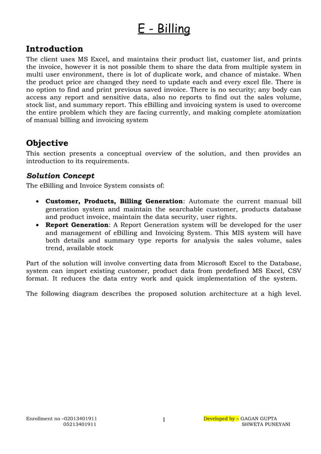 Ebilling synopsis | PDF