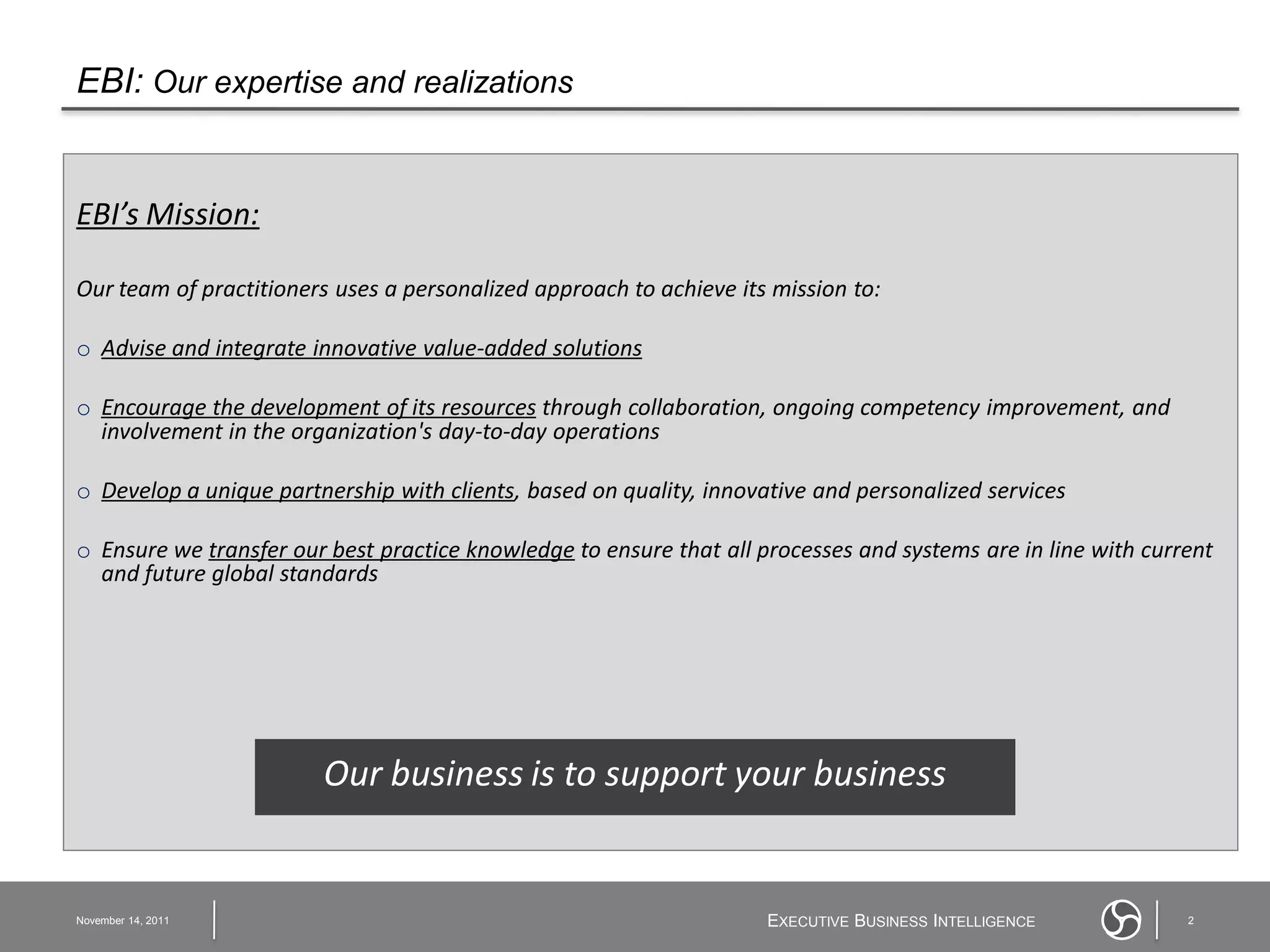 EBI Presentation 2011 | PDF