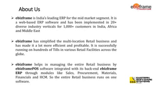 ebizframe ERP in Retail - Streamline Your Retail Operations | PPTX