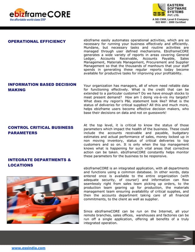 Ebizframe Core The Affordable ERP Software | PDF