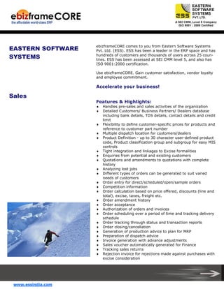 Ebizframe Core The Affordable ERP Software | PDF