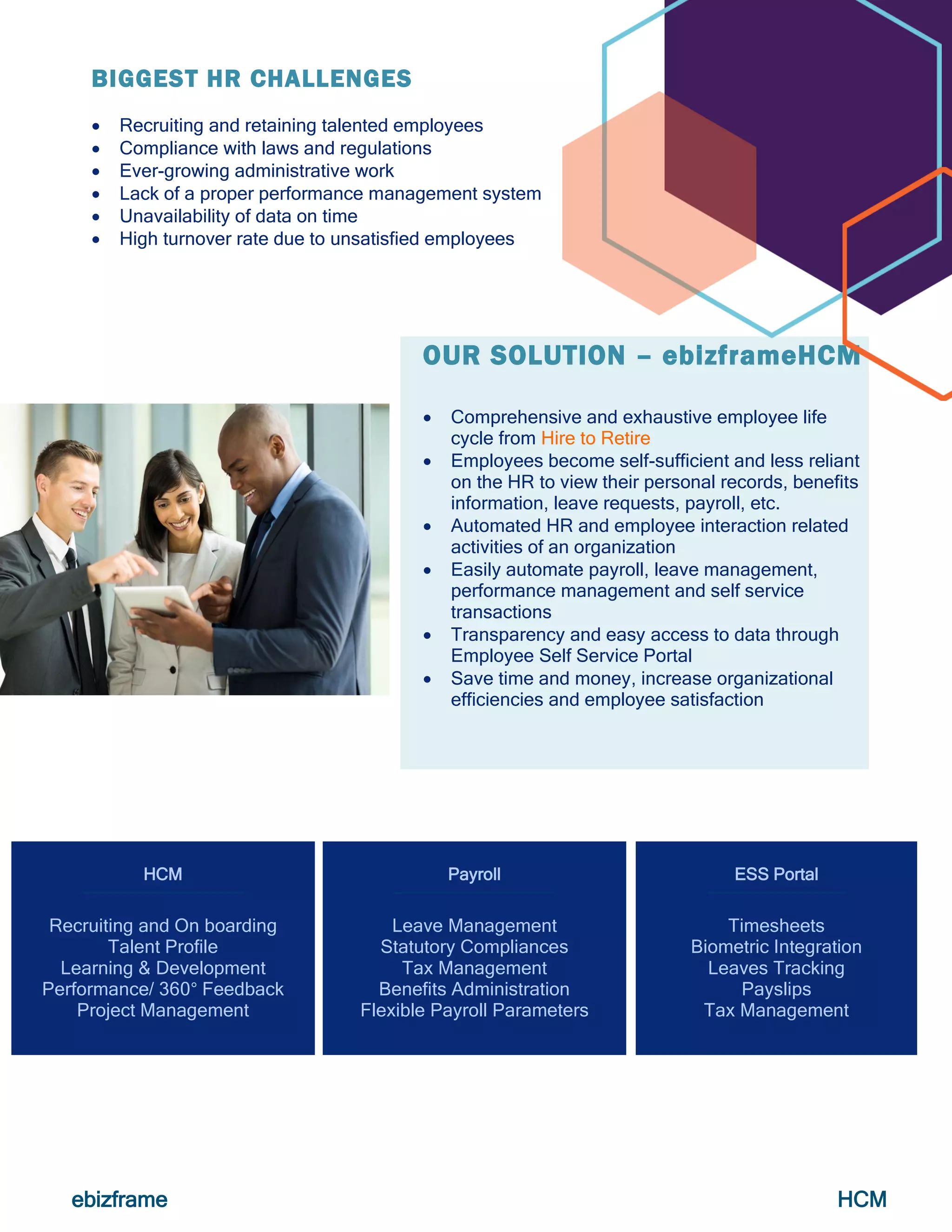 ebizframe Human Capital Management (HCM) Brochure | PDF