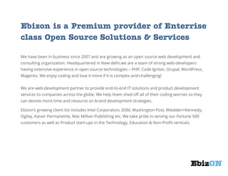 About Ebizon and Portfolio | PPT