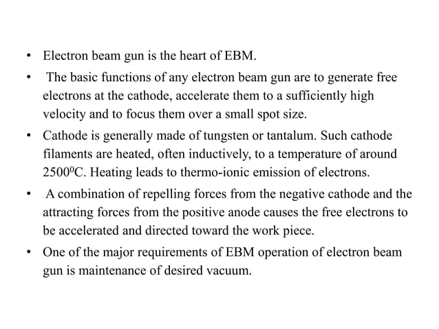 Electron Beam machining | PPTX | Chemistry | Science