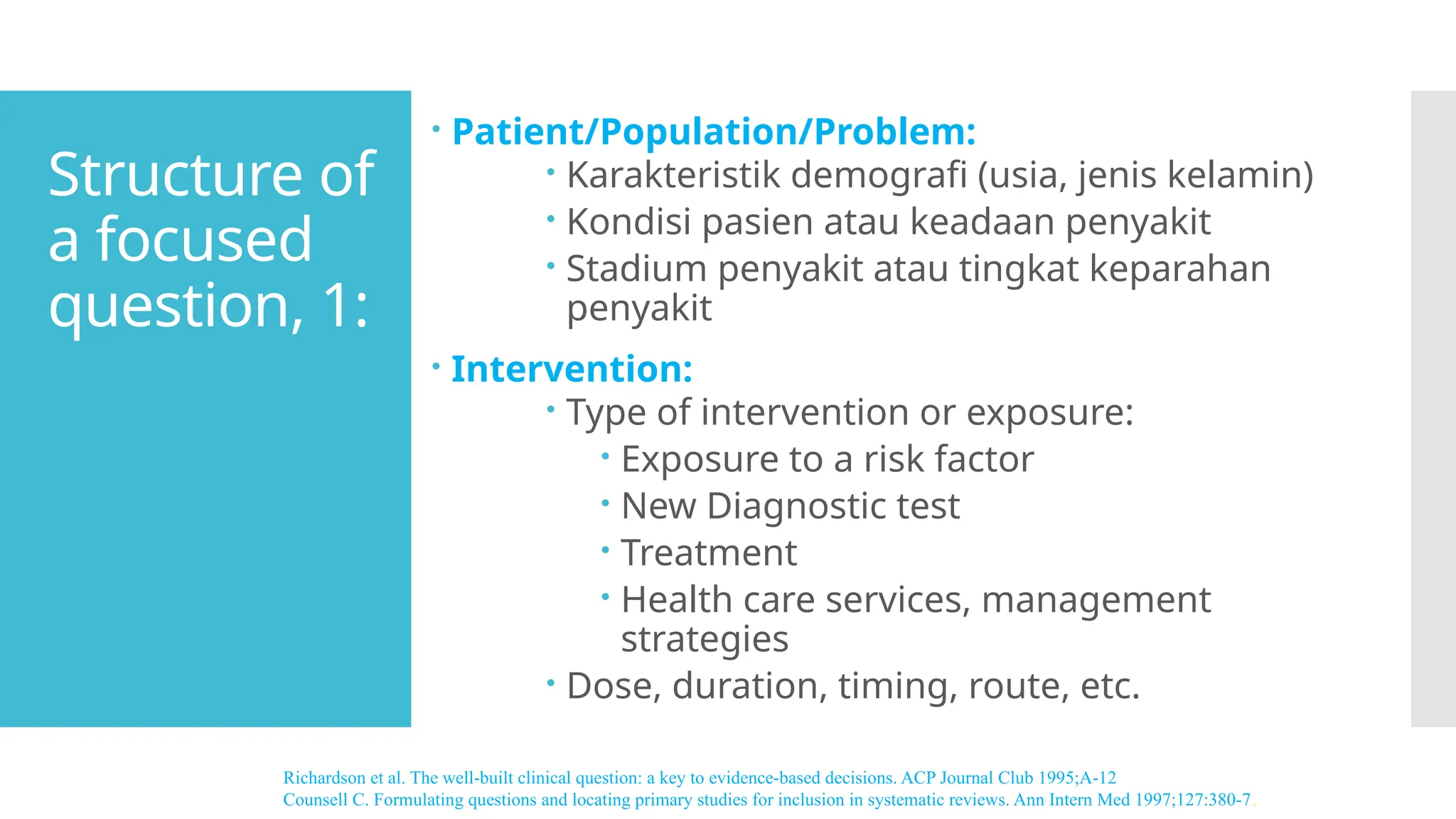 konsep formulasi PICO (patient, intervention, control,outcome) | PPTX