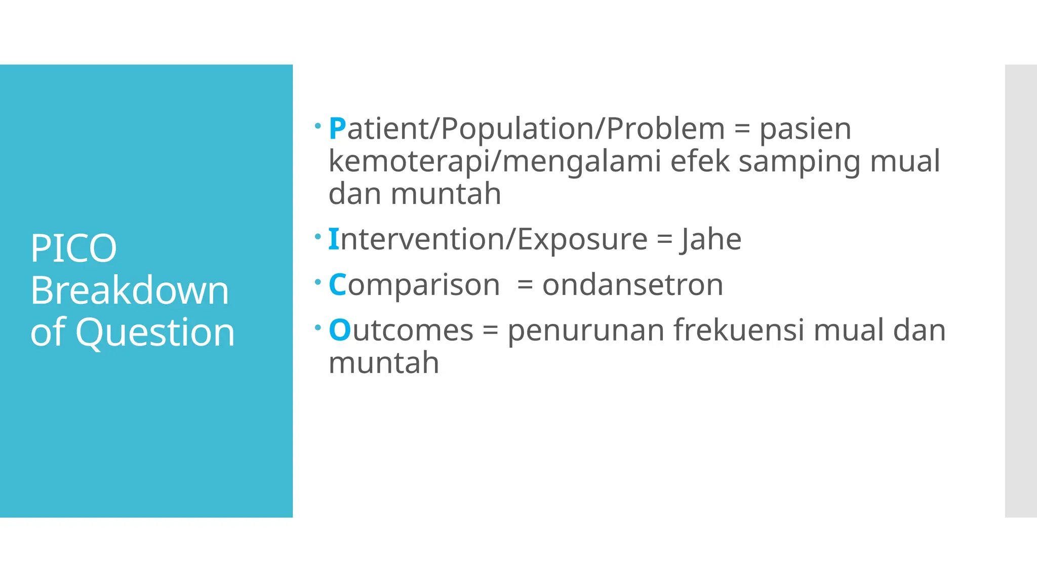 konsep formulasi PICO (patient, intervention, control,outcome) | PPTX