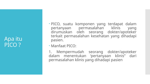 konsep formulasi PICO (patient, intervention, control,outcome) | PPTX
