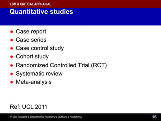 Ebm & critical appraisal | PPT