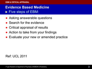 Ebm & critical appraisal | PPT