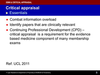 Ebm & critical appraisal | PPTX