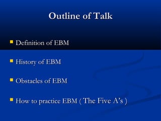 Evidence-Based Medicine Overview | PPT