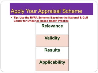 EBM Therapy Appraisal Template F1 | PPTX | Medical Health