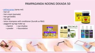 Ebolusyon ng pampaganda (kulturang popular) | PPT