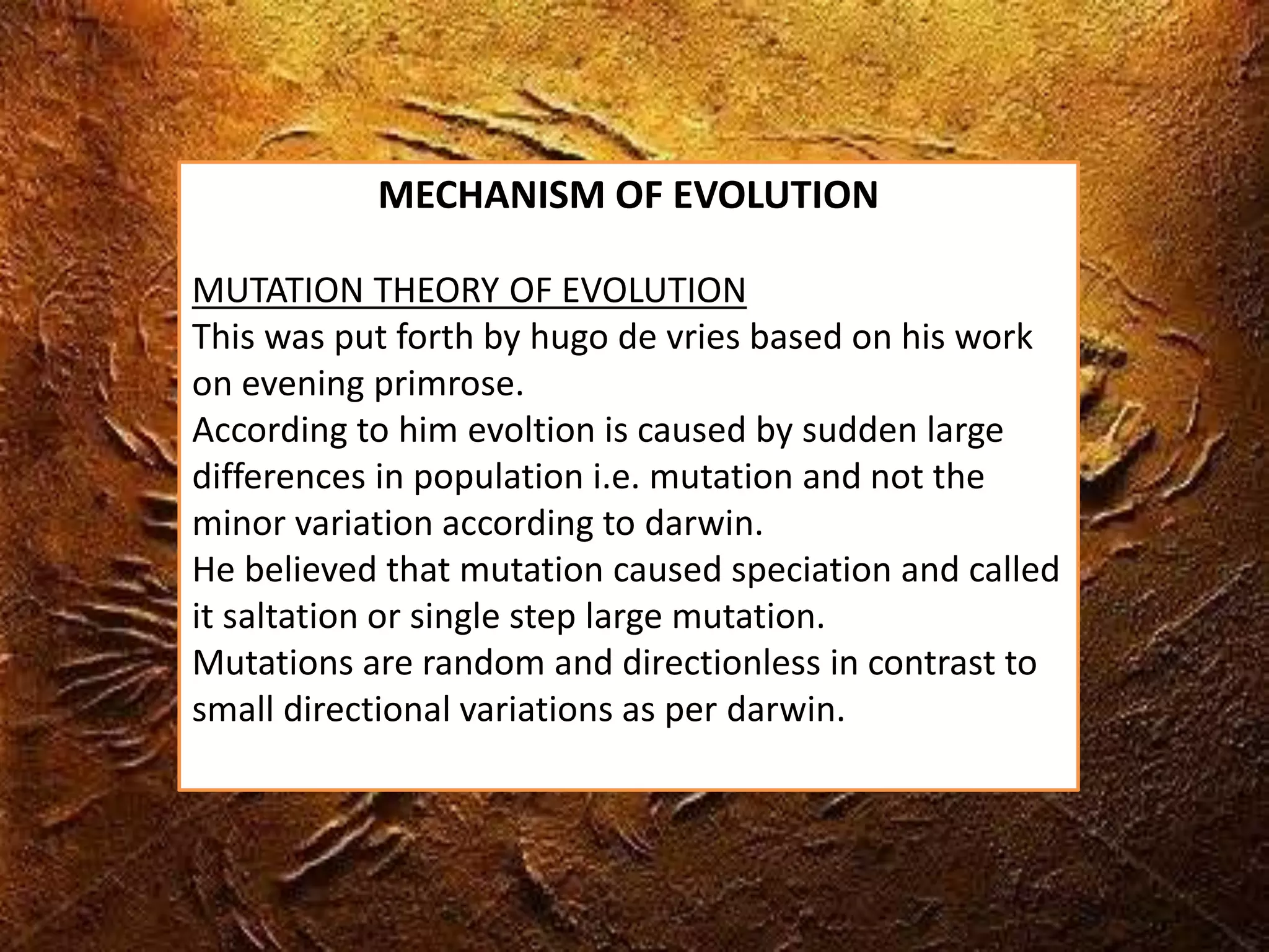 Evolution and theories of evolution | PPTX