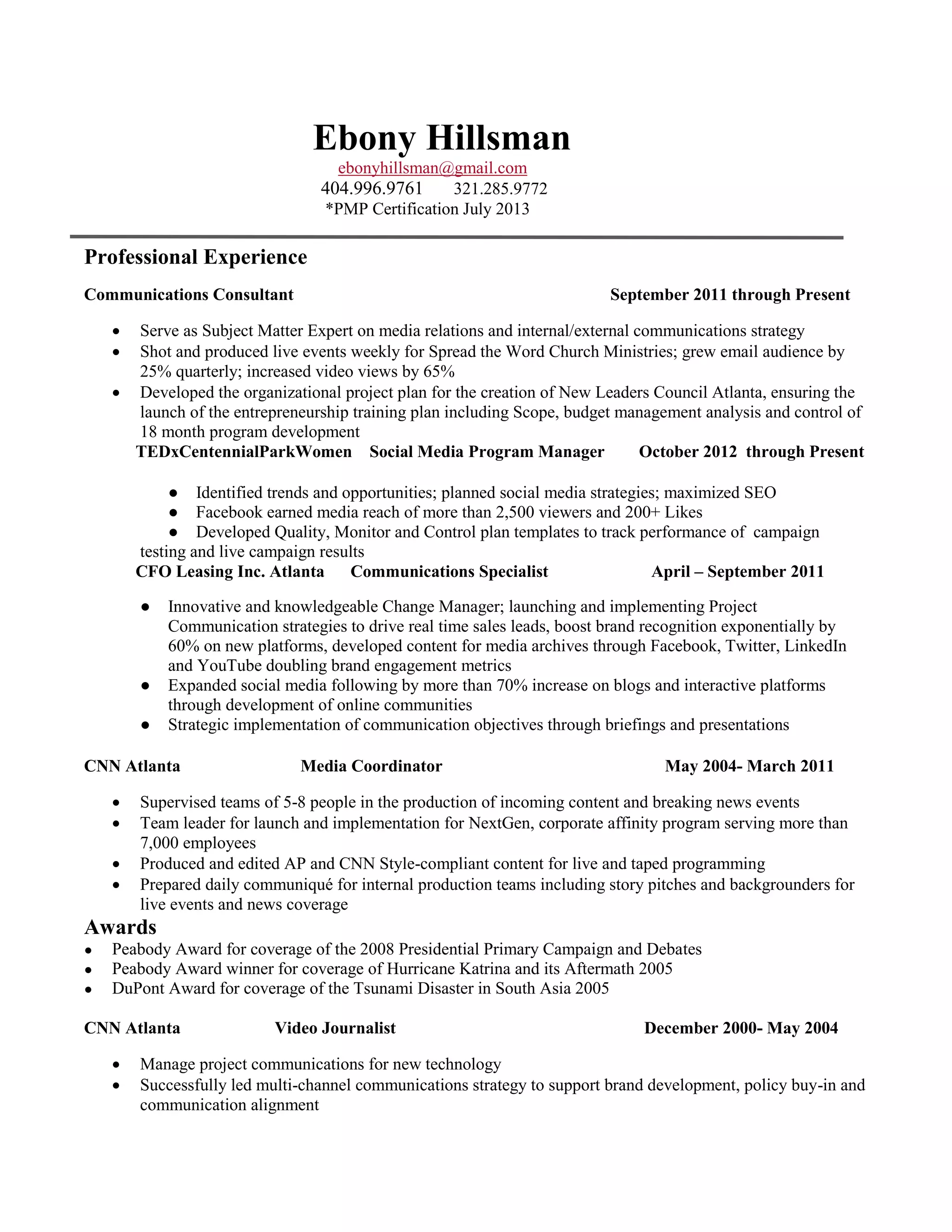 Ebony Hillsman resume | PDF