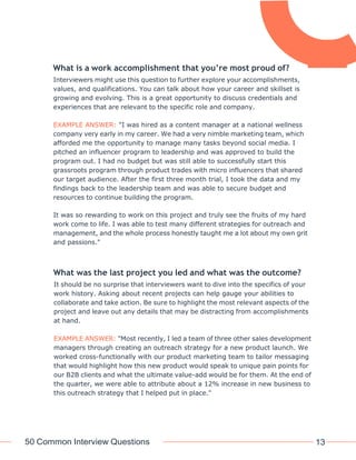 Mastering the Interview: 50 Common Interview Questions Demystified | PDF