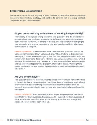 Mastering the Interview: 50 Common Interview Questions Demystified | PDF