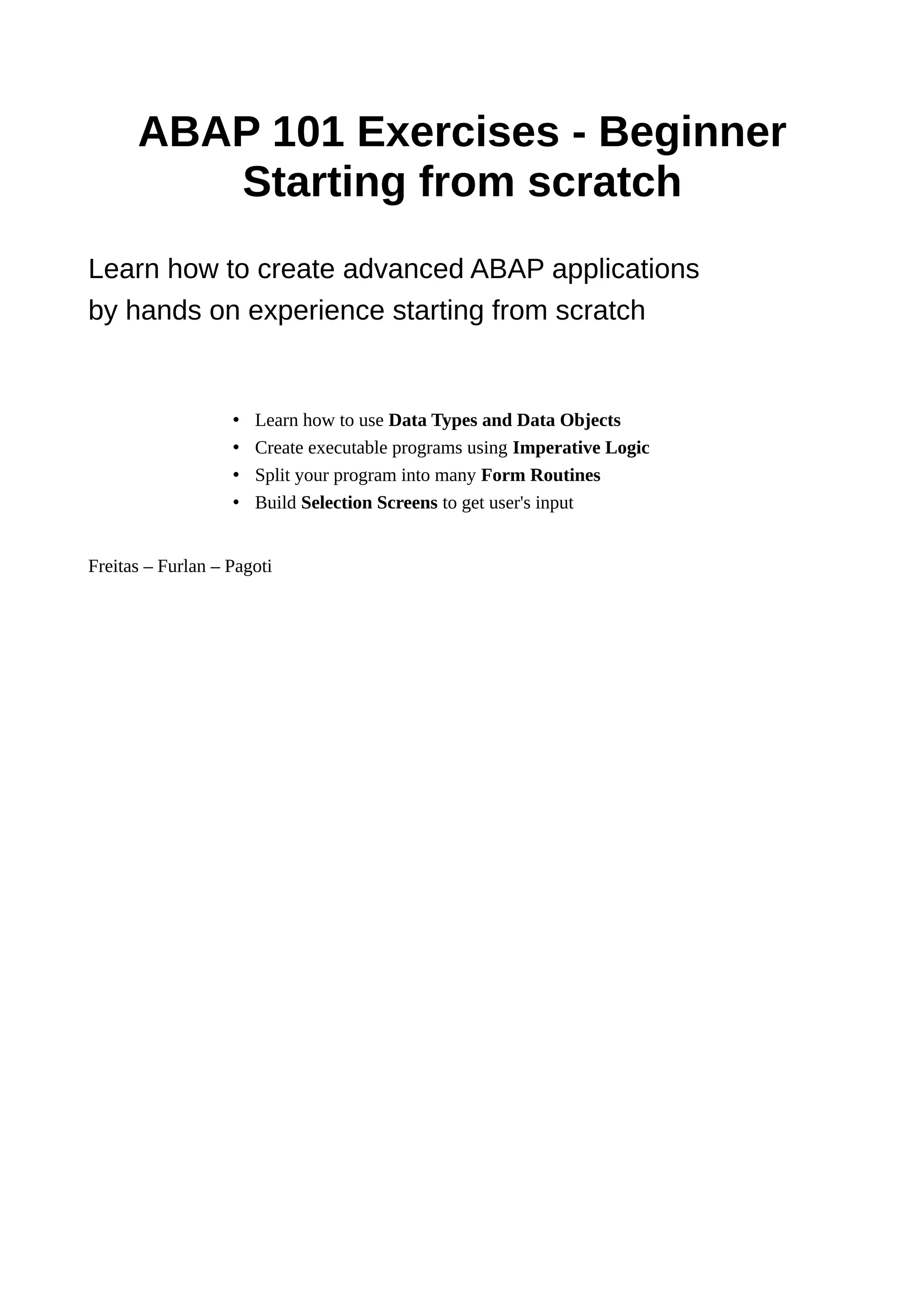 Ebook abap-101-exercises-beginner-starting-from-scratch | PDF