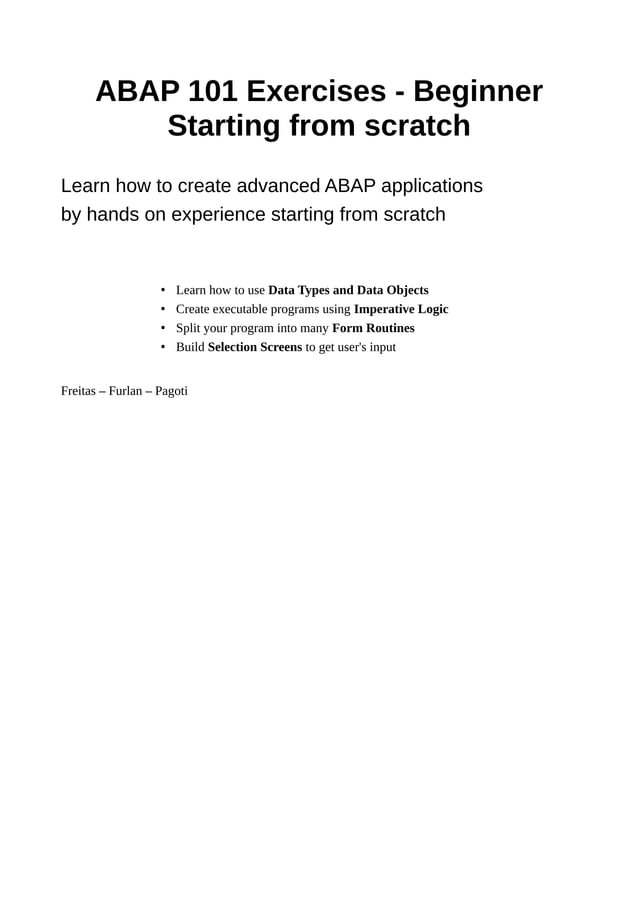 Ebook abap-101-exercises-beginner-starting-from-scratch | PDF