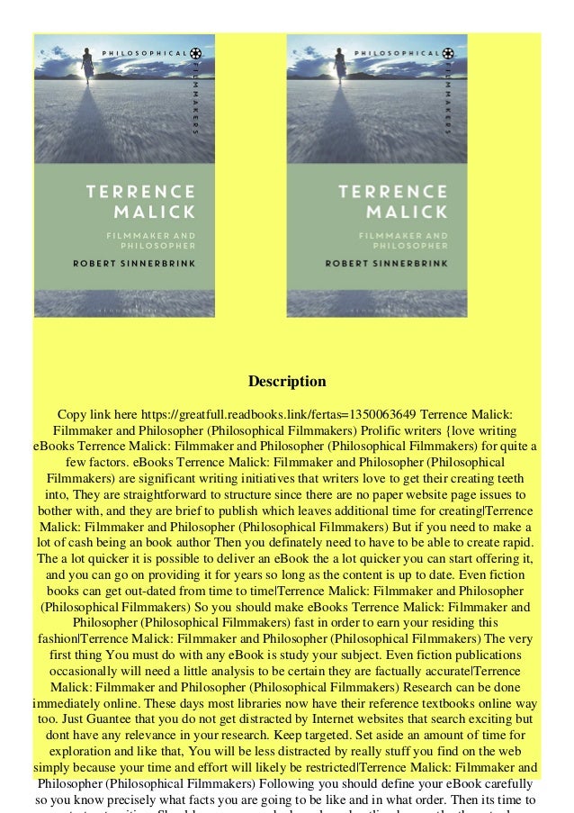 Ebook PDF Terrence Malick Filmmaker and Philosopher (Philosophical ...