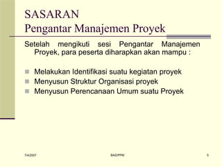 Ebook presentasi pengantar manajemen proyek | PDF