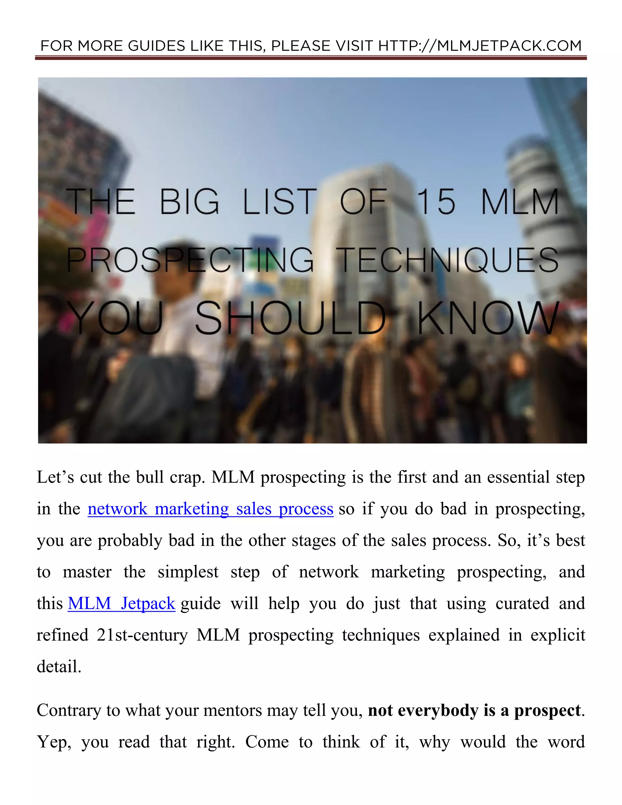 The Big List of 15 MLM Prospecting Techniques You Should Know (PDF ...