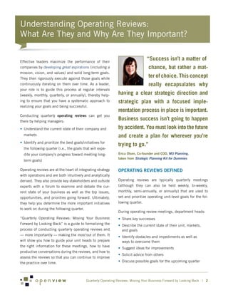 Quarterly Operating Reviews: Moving Your Business Forward by Looking ...
