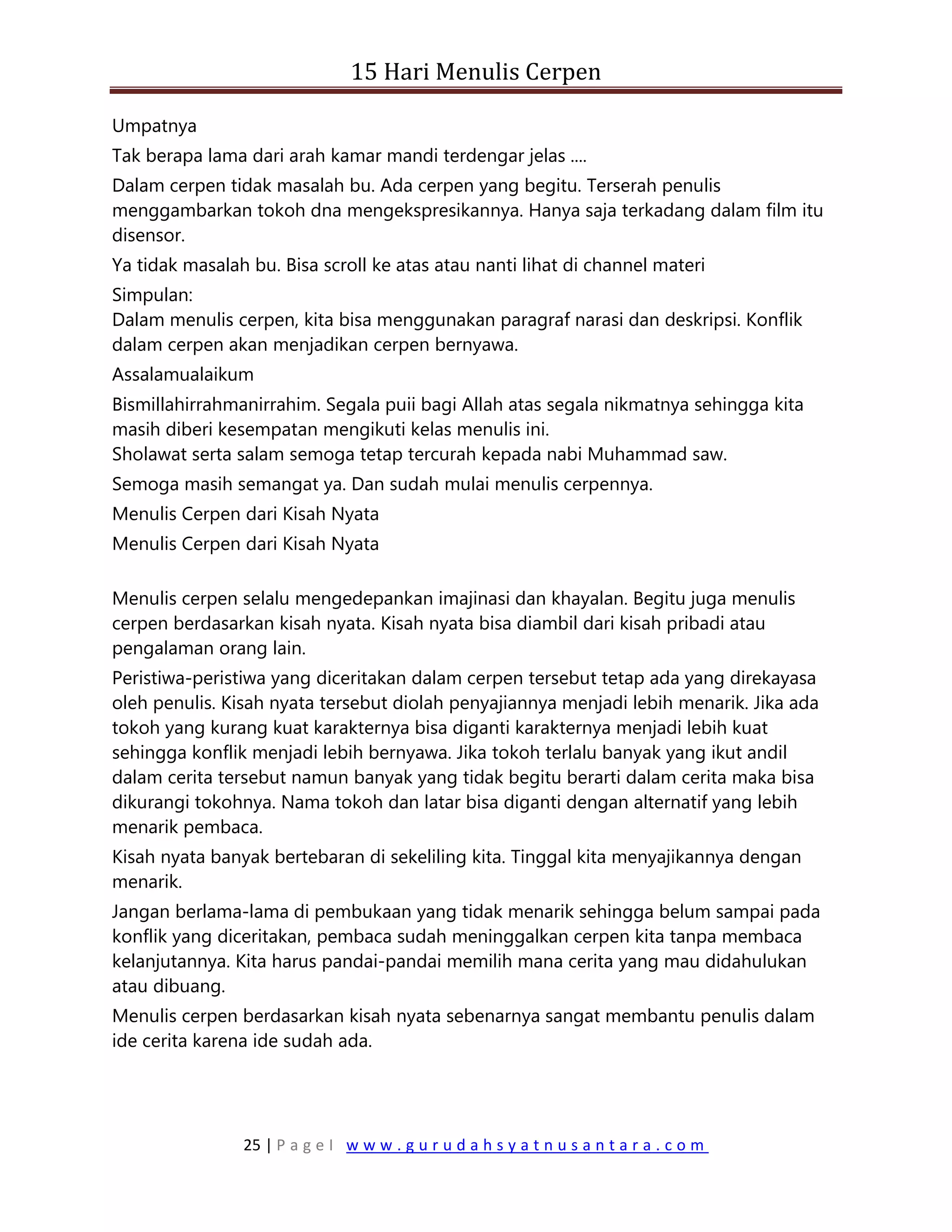 Ebook 15 Hari Menulis Cerpen | PDF